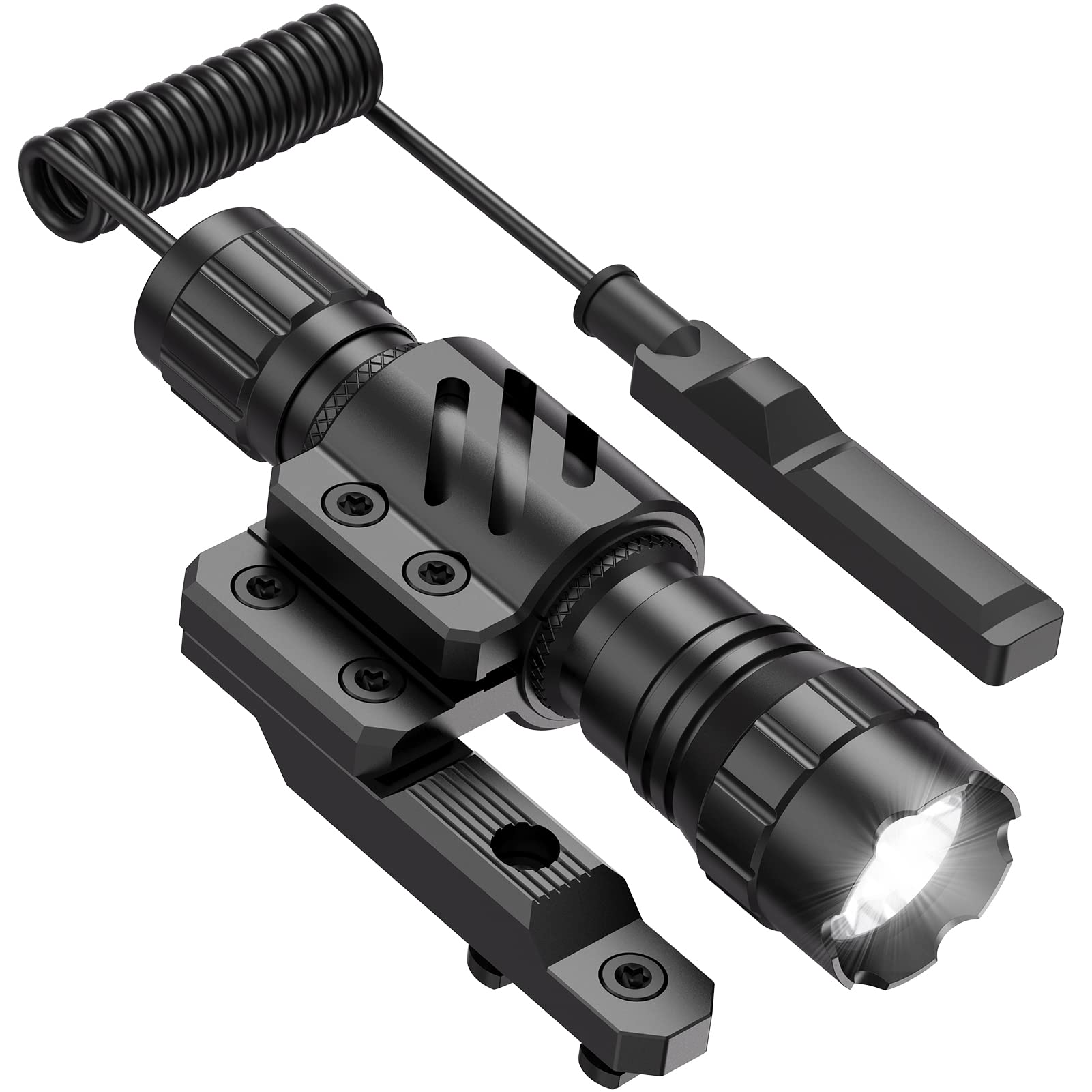 Feyachi FL14-MB Tactical Flashlight 1200 Lumen Matte Black LED Weapon Light with mLok Flashlight Mount and Pressure Switch Included