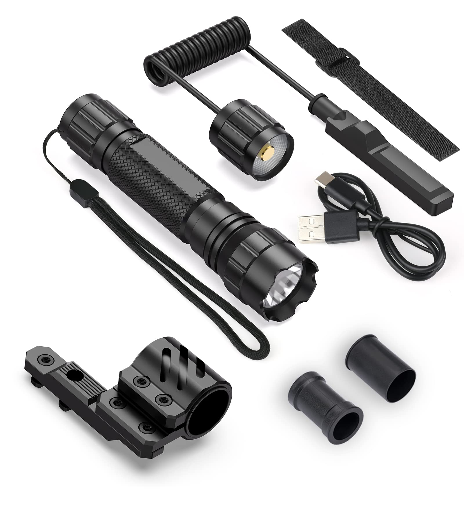 Feyachi FL14-MB Tactical Flashlight 1200 Lumen Matte Black LED Weapon Light with mLok Flashlight Mount and Pressure Switch Included