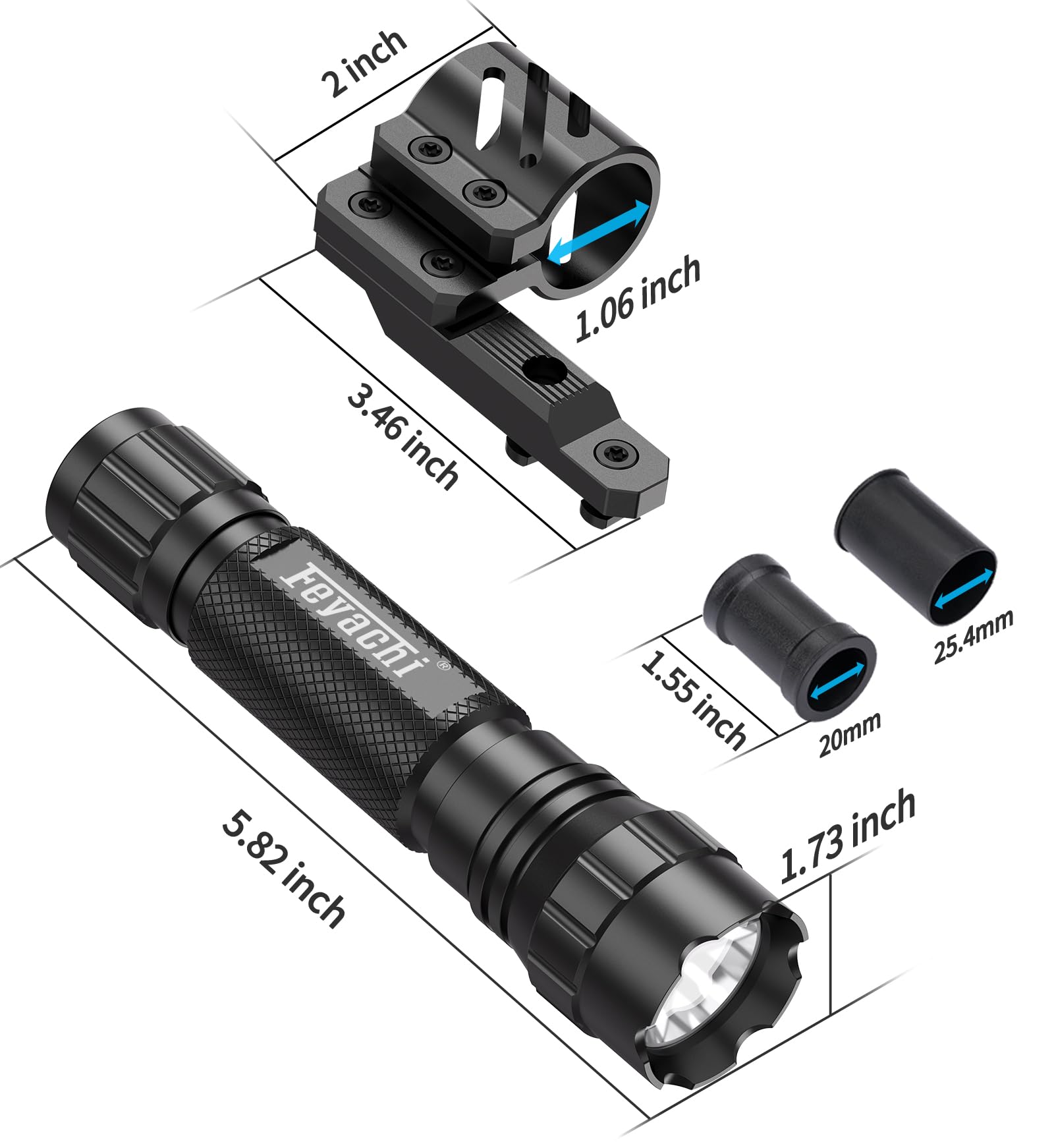 Feyachi FL14-MB Tactical Flashlight 1200 Lumen Matte Black LED Weapon Light with mLok Flashlight Mount and Pressure Switch Included