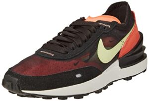 nike waffle one women's athletics track shoe, black/lime ice/magic ember, 6 m us