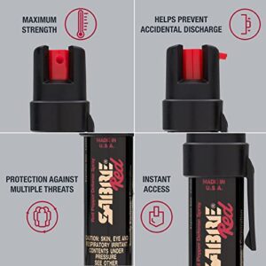 SABRE RED Compact Pepper Spray for Self Defense, Max Police Strength OC Spray, UV Dye, Easy Carry Fast Access Belt Clip, Protect Against Multiple Threats Secure Easy to Use Safety, 0.67 fl oz, 2 Pack