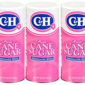 C&H Premium Pure Cane Granulated Sugar, 20 OZ Canister (Pack of 3)