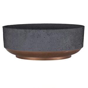 the hc companies 8 inch round capri succulent pot - decorative indoor plastic planter with drainage, faux concrete with copper colored base