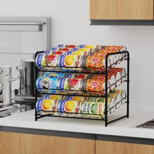 Simple Trending Can Rack Organizer, Stackable Can Storage Dispenser Holds up to 36 Cans for Kitchen Cabinet or Pantry, Black