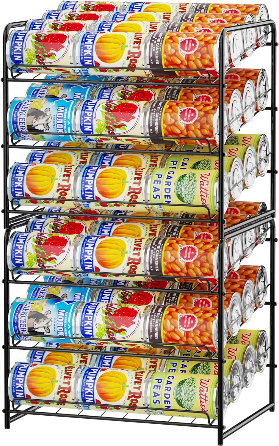 Simple Trending Can Rack Organizer, Stackable Can Storage Dispenser Holds up to 36 Cans for Kitchen Cabinet or Pantry, Black