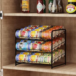 Simple Trending Can Rack Organizer, Stackable Can Storage Dispenser Holds up to 36 Cans for Kitchen Cabinet or Pantry, Black