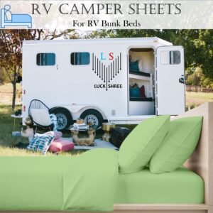 LuckShree RV-Sheets RV Twin 28” X 80” Sheet Set 600-TC Thread Count 100% Egyptian Cotton for RV, Camper, Boat & Motorhomes, Soft Breathable Fits Upto 8" Deep Pockets RV-Mattress - Sage Green Solid