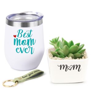 Gifts for Mom,Birthday Gifts for Mom from Daughter Son Husband,Unique Birthday Gifts for Mom,Best Mom Ever Wine Tumbler Gifts Set