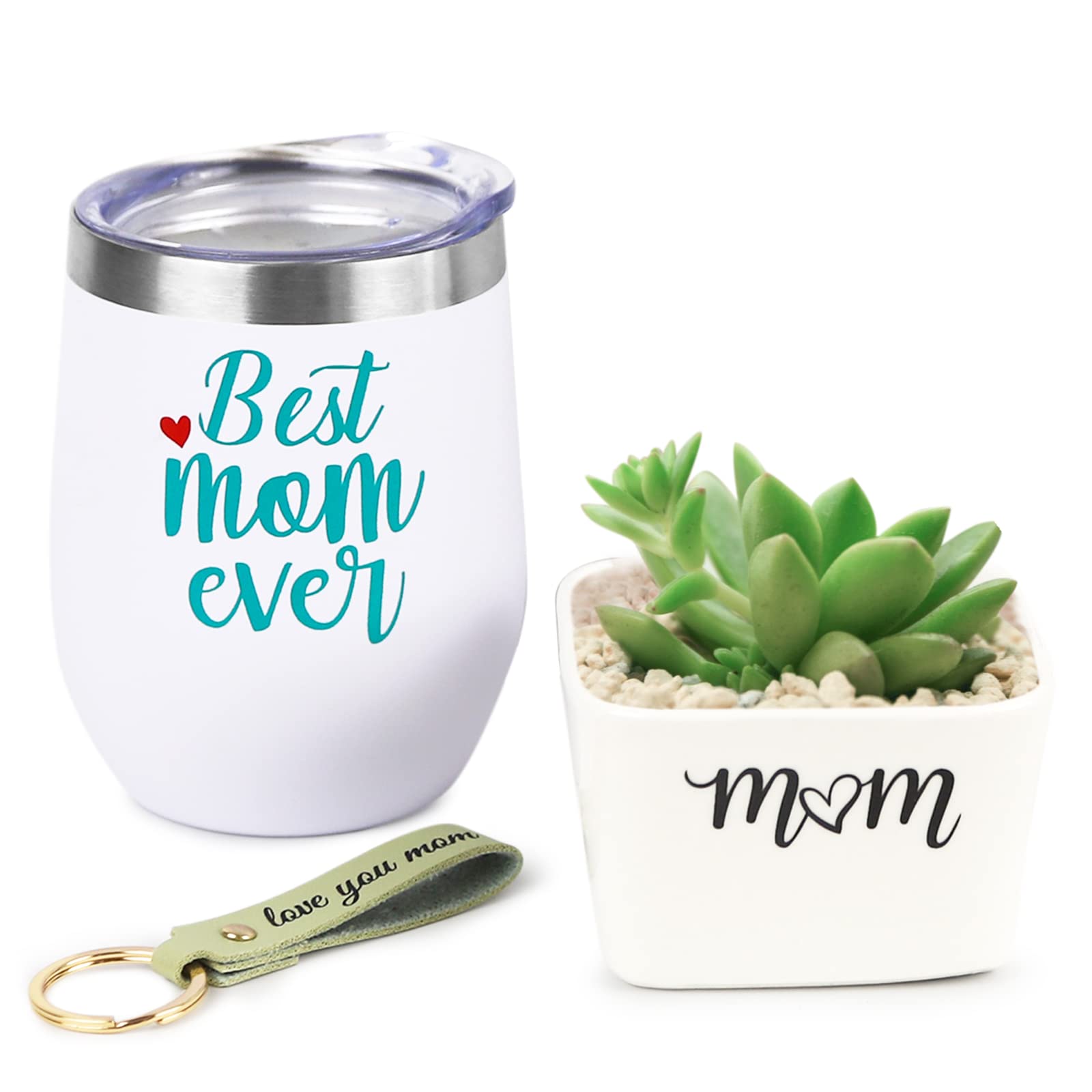 Gifts for Mom,Birthday Gifts for Mom from Daughter Son Husband,Unique Birthday Gifts for Mom,Best Mom Ever Wine Tumbler Gifts Set