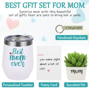 Gifts for Mom,Birthday Gifts for Mom from Daughter Son Husband,Unique Birthday Gifts for Mom,Best Mom Ever Wine Tumbler Gifts Set