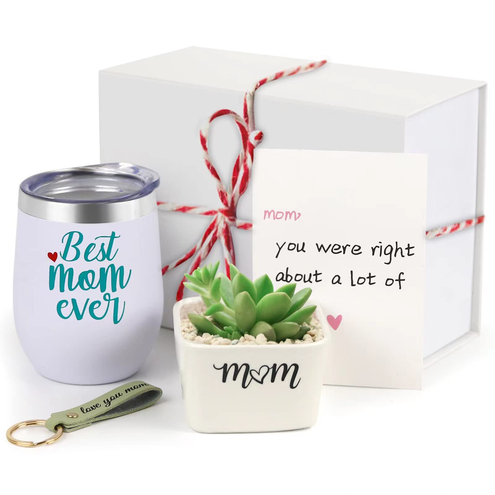 Gifts for Mom,Birthday Gifts for Mom from Daughter Son Husband,Unique Birthday Gifts for Mom,Best Mom Ever Wine Tumbler Gifts Set