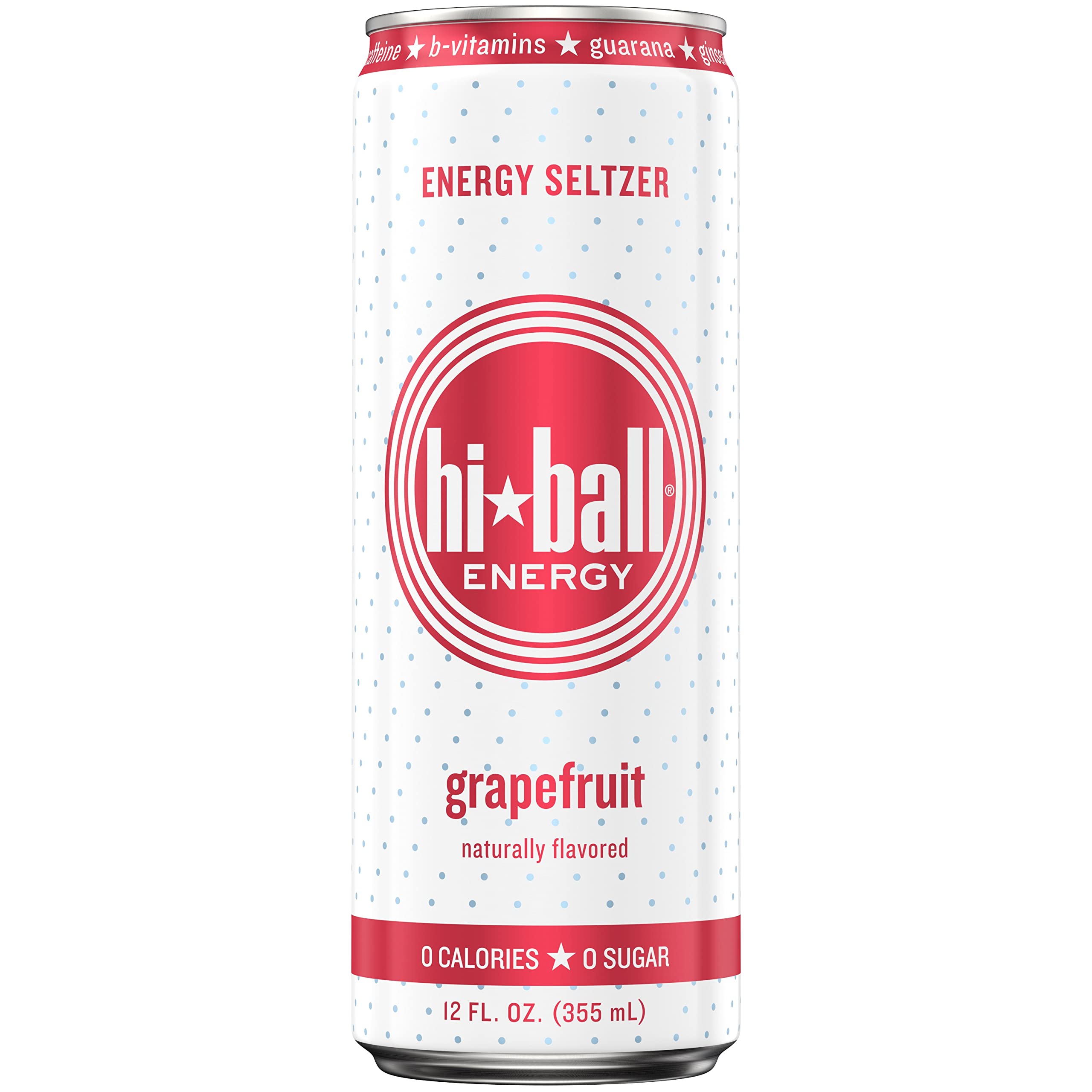 Hiball Energy Seltzer Water, Caffeinated Sparkling Water Made with Vitamin B12 and Vitamin B6, Sugar Free (4 pack of 12 Fl Oz), Grapefruit