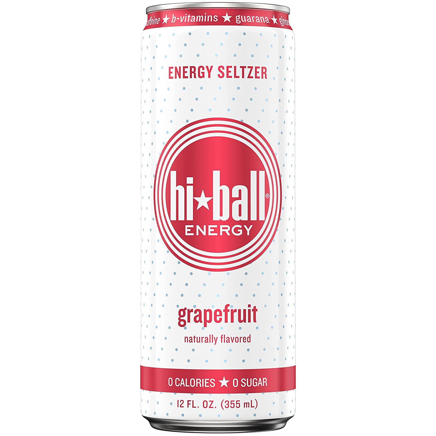 Hiball Energy Seltzer Water, Caffeinated Sparkling Water Made with Vitamin B12 and Vitamin B6, Sugar Free (4 pack of 12 Fl Oz), Grapefruit