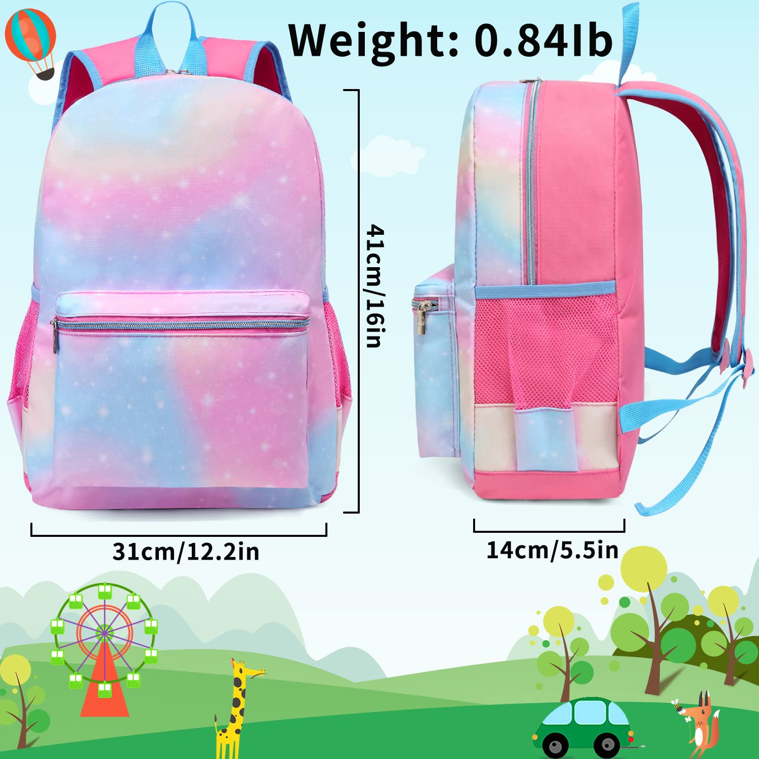 Lbsel Lightweight water resistant kids backpack for primary school boys and girls, ideal size for school and travel backpacks