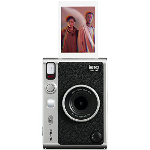 Fujifilm Instax Mini EVO Hybrid Black Instant Camera Bundle with 2X Mini Twin Pack Instant Film