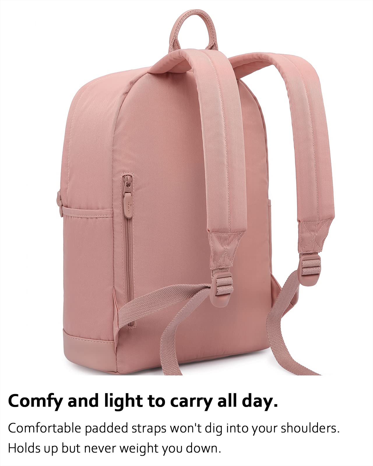 HotStyle Casual Daypack Backpack for Tween & Teen Girls, Multipurpose Middle School Bag Bookbag, Dome Top, Plain, Rose Gold