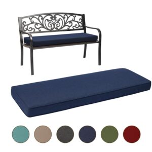 Aoodor Patio Bench Cushion Outdoor Olefin Fabric Slipcover Sponge Foam 46.5” x 17.7” x 3” - Dark Blue