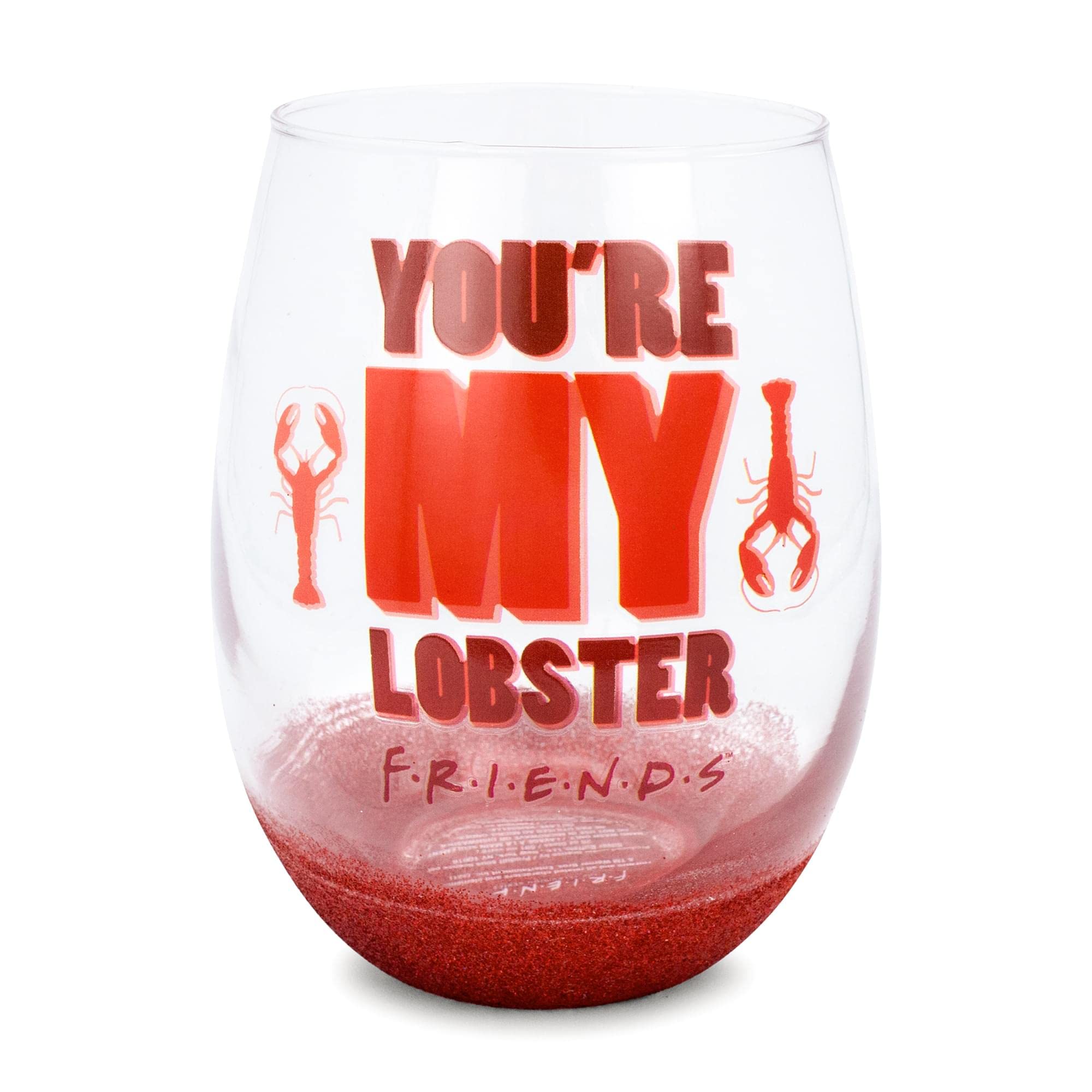 Silver Buffalo Friends You're My Lobster Teardrop Stemless Wine Glass | Holds 20 Ounces