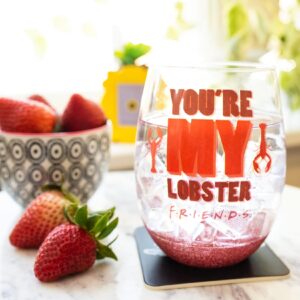 Silver Buffalo Friends You're My Lobster Teardrop Stemless Wine Glass | Holds 20 Ounces