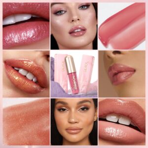 KISSIO Plumping Lip gloss,Shimmer and Cool,Make Lips Plump and Moisturizing,Lip Gloss contains Peppermint and Beeswax,Cruelty Free,0.19 oz. (03#Lakeside)