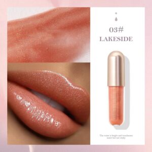 KISSIO Plumping Lip gloss,Shimmer and Cool,Make Lips Plump and Moisturizing,Lip Gloss contains Peppermint and Beeswax,Cruelty Free,0.19 oz. (03#Lakeside)