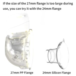 Wearable Puidselly Hands Free Electric Double Rechargeable Milk Pump, Silent Breast Pump with LCD Display Memory Function(27/24/21mm Flange)