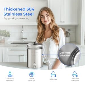 Waterdrop Gravity-fed Water Filter System, with Silver Ions Enhanced Filtration, Reduces up to 99% of Chlorine, with 2 Black Carbon Filters and Metal Spigot, 2.25G