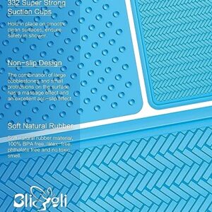 Bligli Non Slip Bathtub Mat, 16.9x36 inches Extra Large Bath Mats with Strong Suction Cups, Soft Rubber Shower Stall Mat for Bathroom, Durable and Machine Washable (Blue)