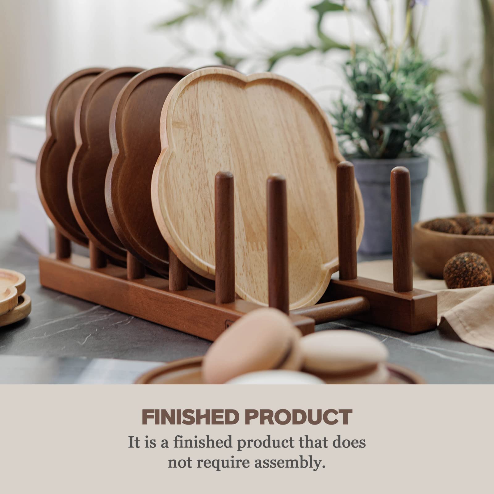 GOODSDECO Wooden Dish Rack - Chopping Board Stand, Dish Drying Rack for Dish Cup Bowl Cutting Board, Drying Rack Stand Storage Holder, Kitchen Countertop Organizer (M, Walnut)