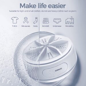 SIGMUO Sink Washing Machine | Mini Portable Washing Machine for Clothes and Dishes | 3 in 1 Portable Washer | For Traveling, Camping & Home | Ultrasonic Washer | USB Connector