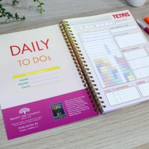 Tetris To Do List Daily Task Checklist Planner Time Management Notebook by Bright Day Non Dated Flex Cover Spiral Organizer 8.25 x 6.25