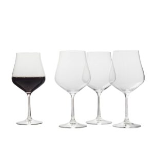 Mikasa Grace Set of 4 Red Wine Glasses, 22-Ounce, Clear