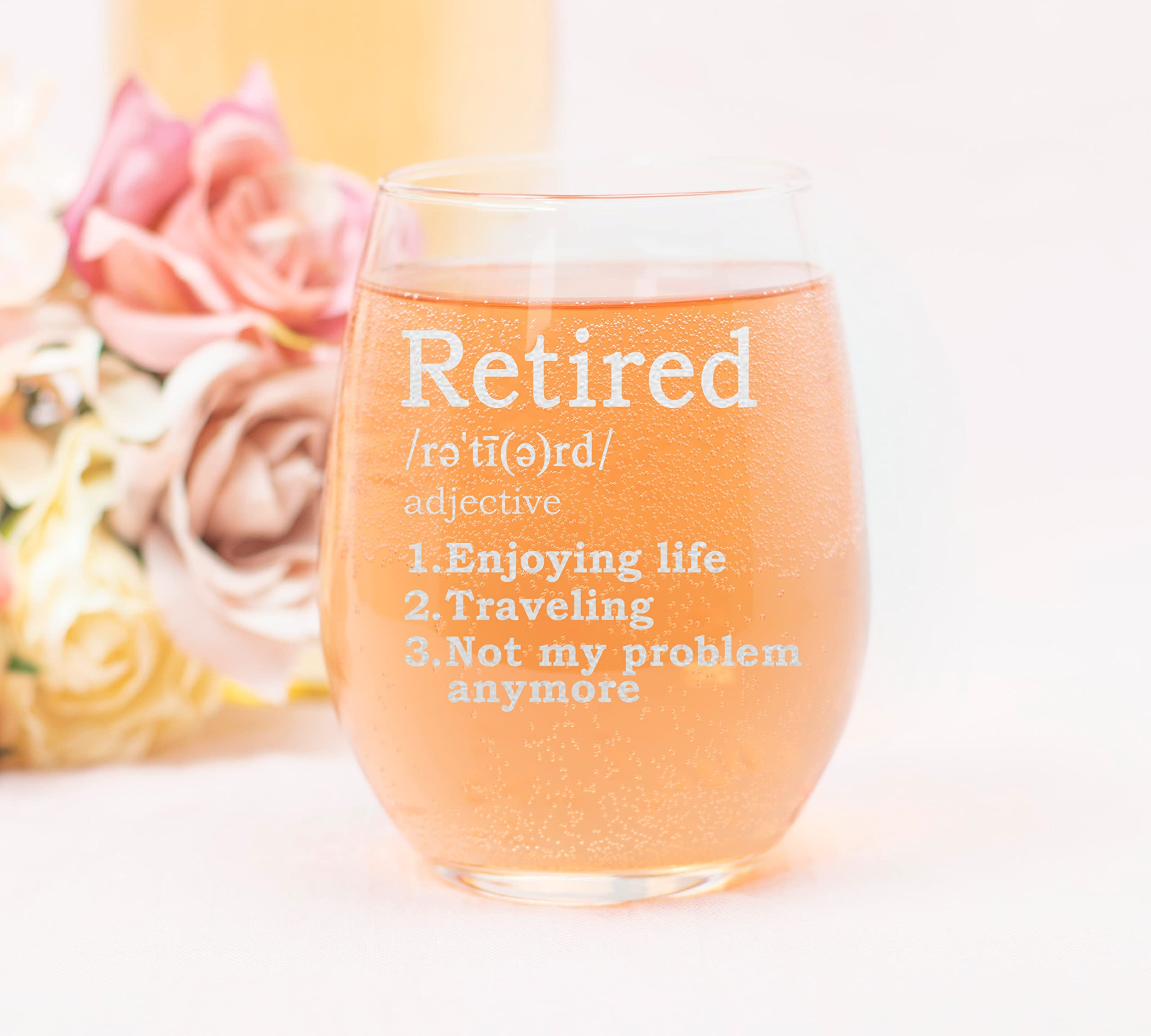 NeeNoNex Retired Definition - Wine Glass Funny and Great Retirement Gift for Coworkers Boss Mom Dad Funny Dictionary Definition