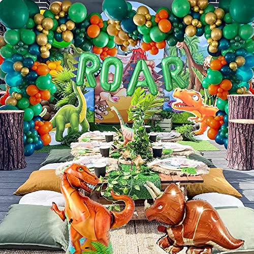 Dinosaur Balloon Garland Arch Kit Birthday Party Supplies Roar Foil For Boys Girls Decorations Green Kids Foil Jungle