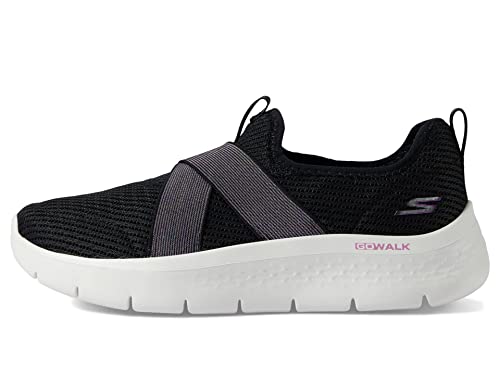 Skechers Women's GO Walk Flex-Lilly Sneaker, Black/Purple, 10.5