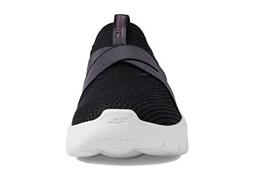 Skechers Women's GO Walk Flex-Lilly Sneaker, Black/Purple, 10.5