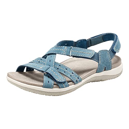 Earth Origins Women’s Sammie, Sandals for Casual, Everyday - Teal - 8 Wide