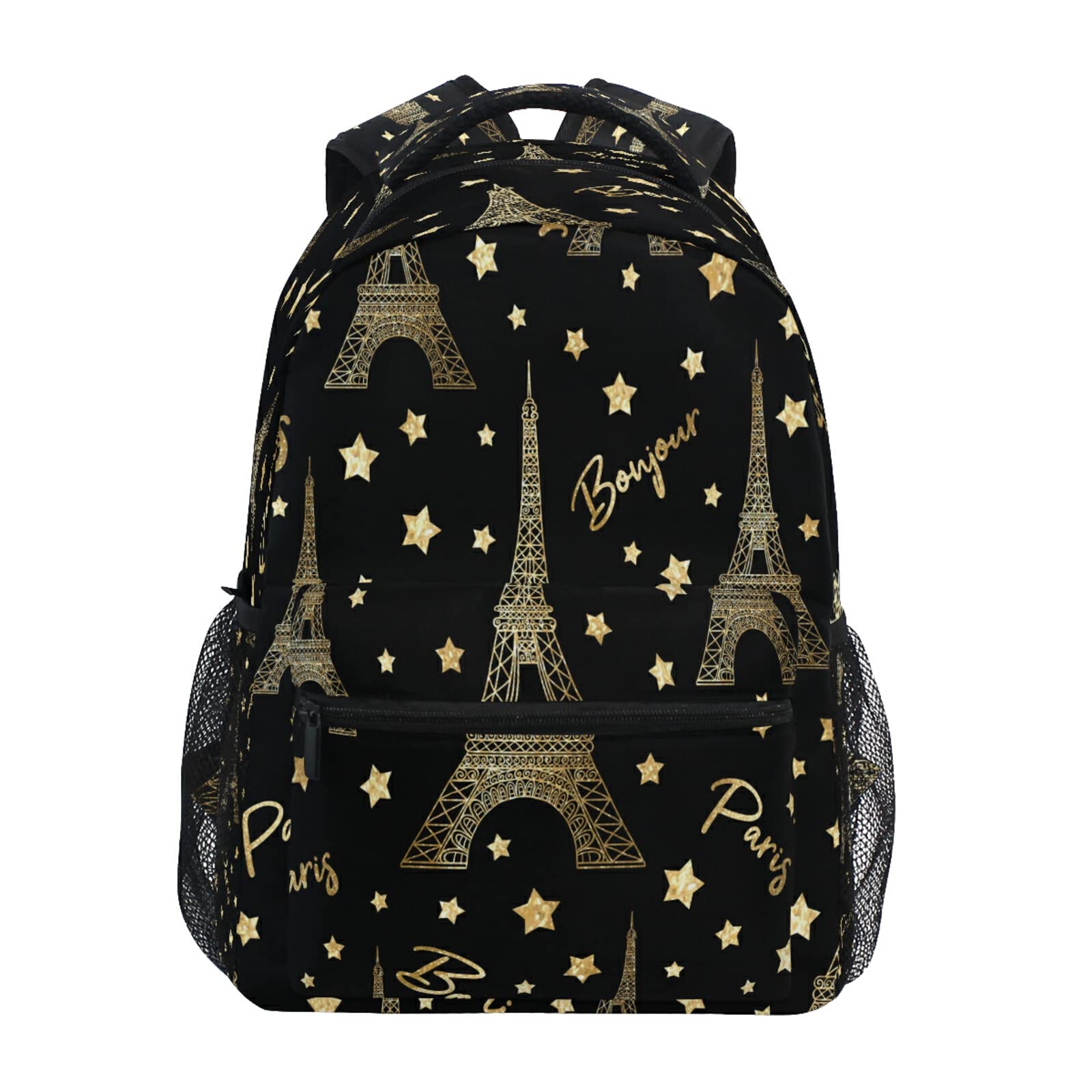 ALAZA Paris Eiffel Tower France Gold Black Travel Laptop Backpack Business Daypack Fit 15.6 Inch Laptops for Women Men