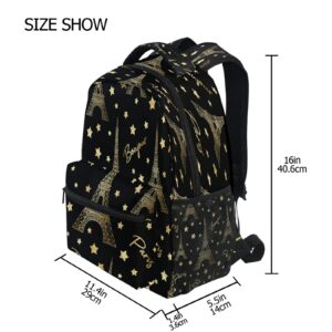 ALAZA Paris Eiffel Tower France Gold Black Travel Laptop Backpack Business Daypack Fit 15.6 Inch Laptops for Women Men