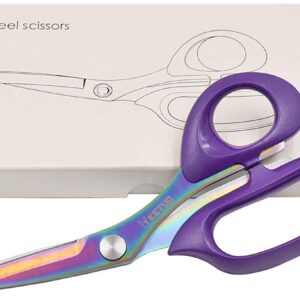 Ketuo Extra Sharp Sewing Scissors Heavy Duty Titanium Coating Forged Stainless Steel Multi-Purpose Shears for Fabric Leather, Dressmaking, Tailoring, Quilting, Home & Office, Art & School (10 Inch)