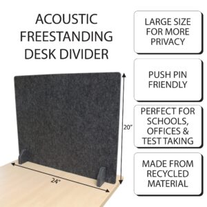 Planche Acoustic Freestanding Desk Divider - Noise Reducing Desk Privacy Panel - Library & Office Furniture Partition - Workstations Shield Barrier - Instant Wall Desk 20" H x 24" W (4 Pack, Shadow)