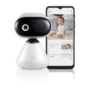 motorola baby monitor camera pip1000 - wifi video camera with hd 1080p - connects to smart phone app with private connection, two-way audio, digital zoom, room temp, lullabies, night vision