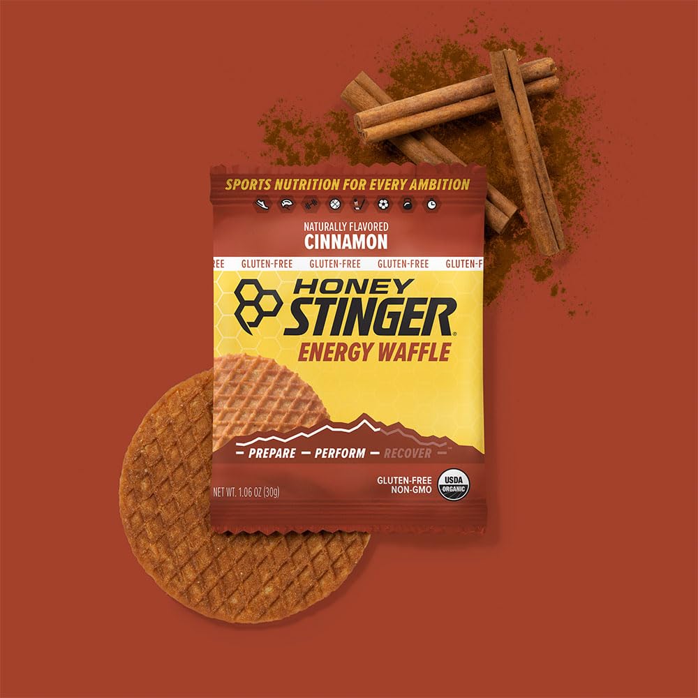 Honey Stinger Gluten Free Organic Waffles | 12 Count Variety Pack With Sticker | Energy Source for Any Activity | 4 Units Each of Salted Caramel, Cinnamon and Cookies & Cream