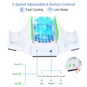 Cooling Stand for Xbox Series S with Dual Cooling Fan, ZAONOOL Dual Controller Charging Dock with LED Indicator and Extra Two 800mAh Rechargeable Battery, 3 Gears Adjustable Speed and Low Noise