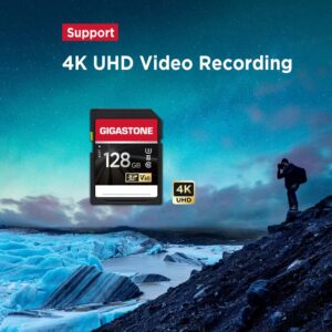 Gigastone 128GB SD Card UHS-II V60 U3 SDXC Memory Card High Speed Read up to 250MB/s 4K Ultra HD UHD Video for DSLR Canon Nikon Sony Pentax Kodak Olympus Panasonic Digital Camera, with 1 Mini case