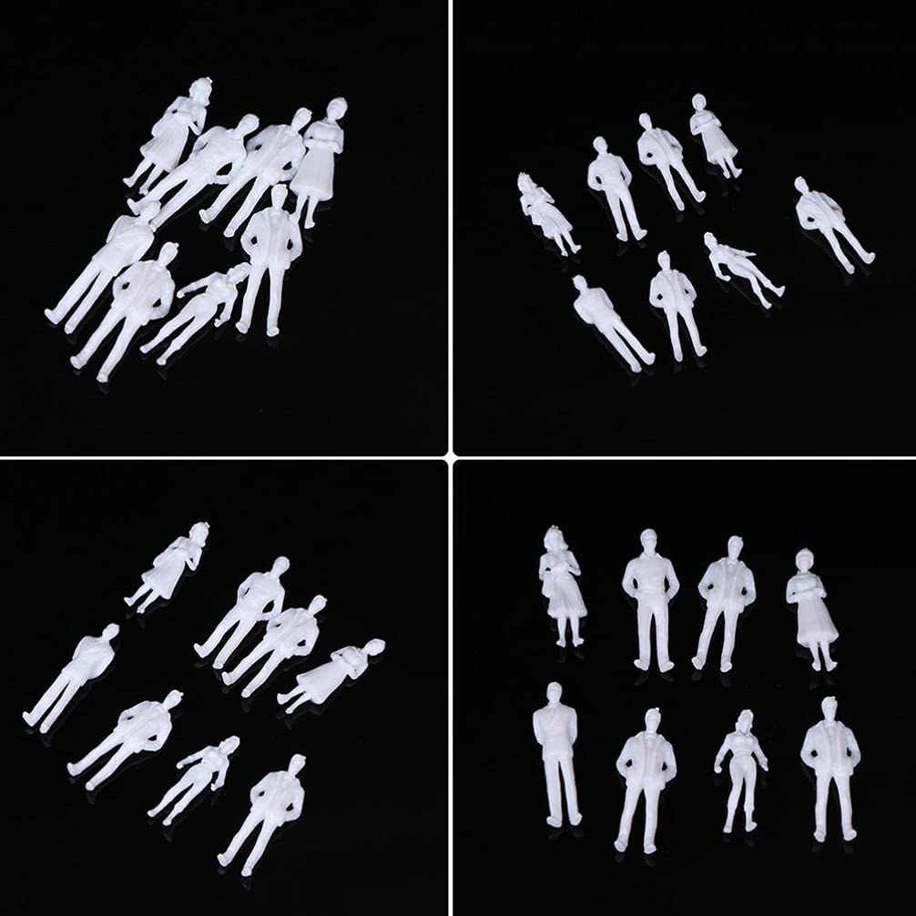 Painted People Figures Plastic Lifelike Models White Miniature Figurine People Scale Models 50pcs Different