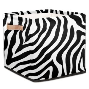 zebra print animal skin pattern storage basket bins for organizing pantry/shelves/office/girls room, leopard print storage cube box with handles collapsible toys organizer 13x13