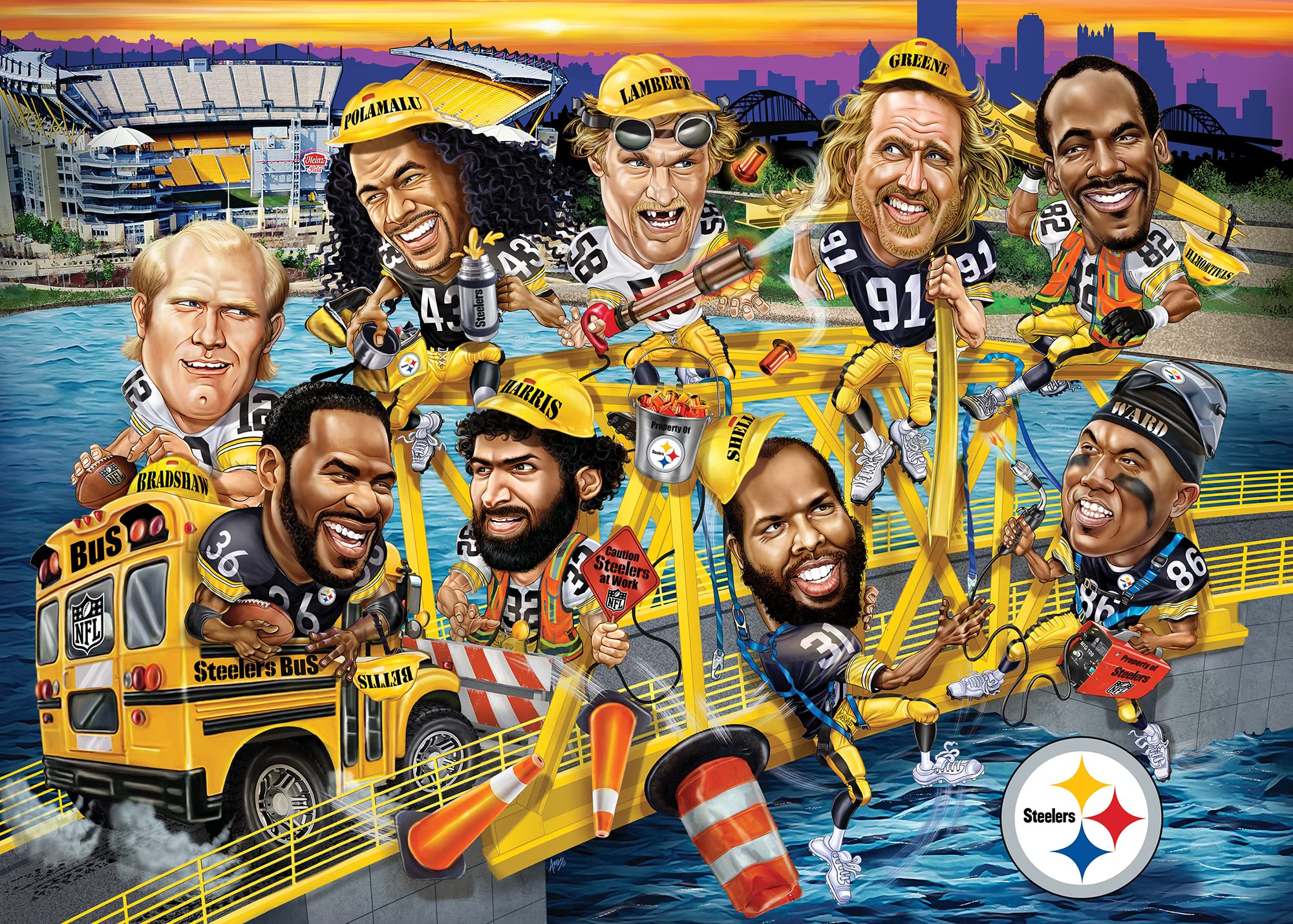 Baby Fanatic MasterPieces 500 Piece Sports Jigsaw Puzzle for Adults - NFL Pittsburgh Steelers All-Time Greats - 15x21