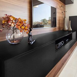 VEELIKE Black Brushed Stainless Steel Contact Paper for Kitchen Appliances 15.7''x118'' Black Peel and Stick Wallpaper Waterproof Self Adhesive Contact Paper for Countertops Cabinets Fridge Dishwasher