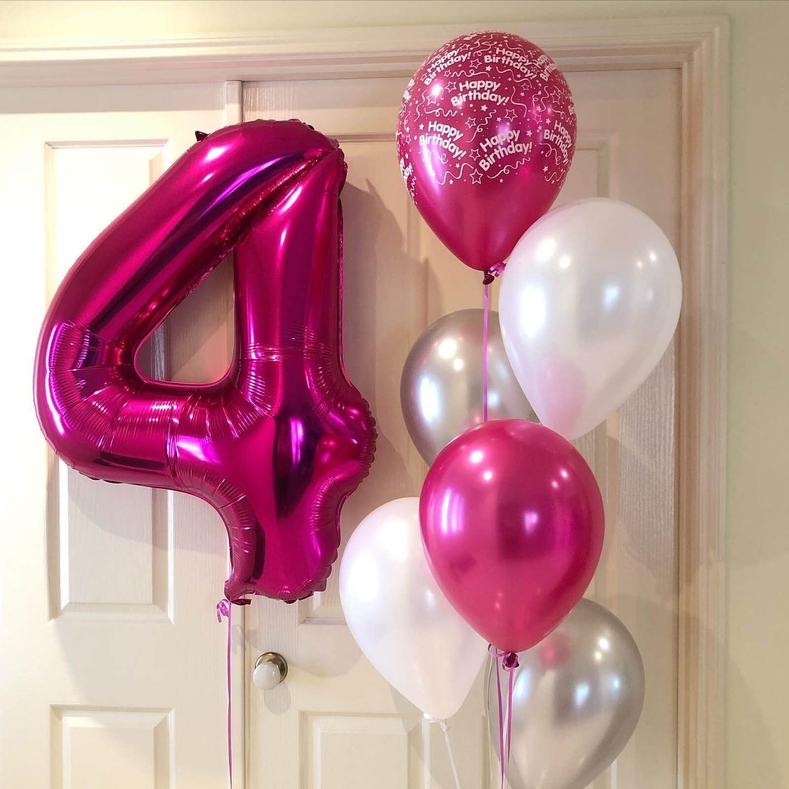 40 Inch Hot Pink Number 4 Balloon Large Size Jumbo Digit Mylar Foil Helium Bright Pink Balloons for Birthday Party Celebration Decorations Graduations Anniversary Baby Shower Photo Shoot